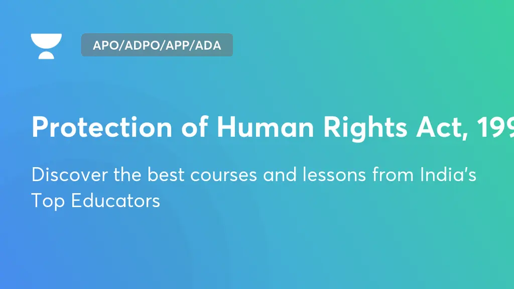 Protection Of Human Rights Act 1993 Apo Adpo App Ada Unacademy