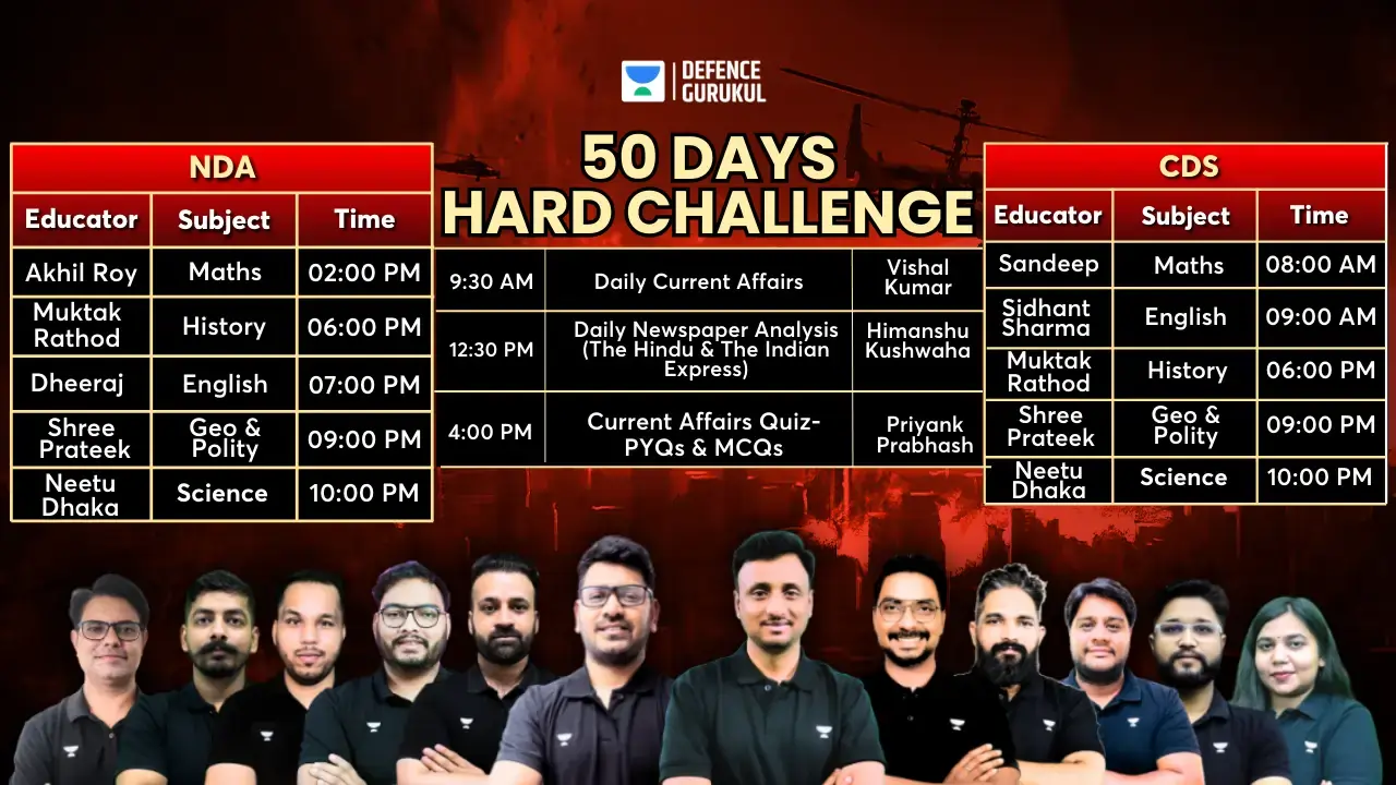 50-Days Hard Challenge: Free Batch for all NDA (I) 2024 & CDS (I) 2024 aspirants